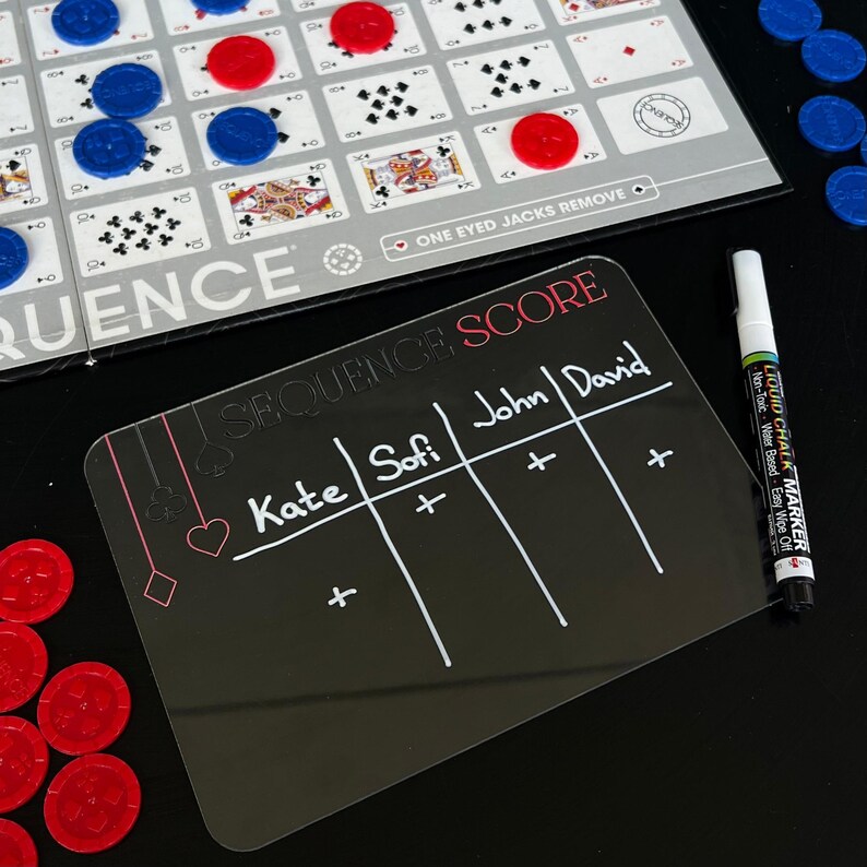 Custom Dry Erase Score Board With Marker, Personalized Game Night Score ...