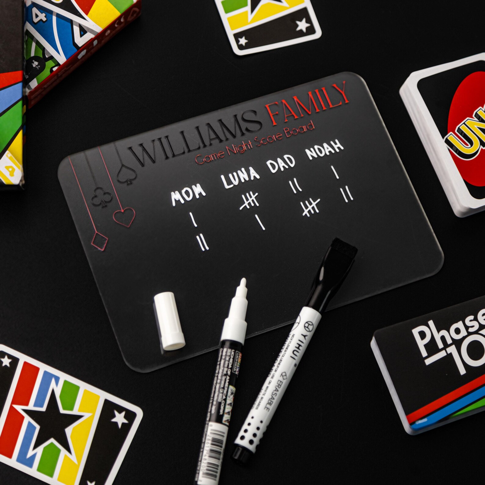 Customizable Game Night Score Tracker. Dry Erase Scoreboard. Board Game ...