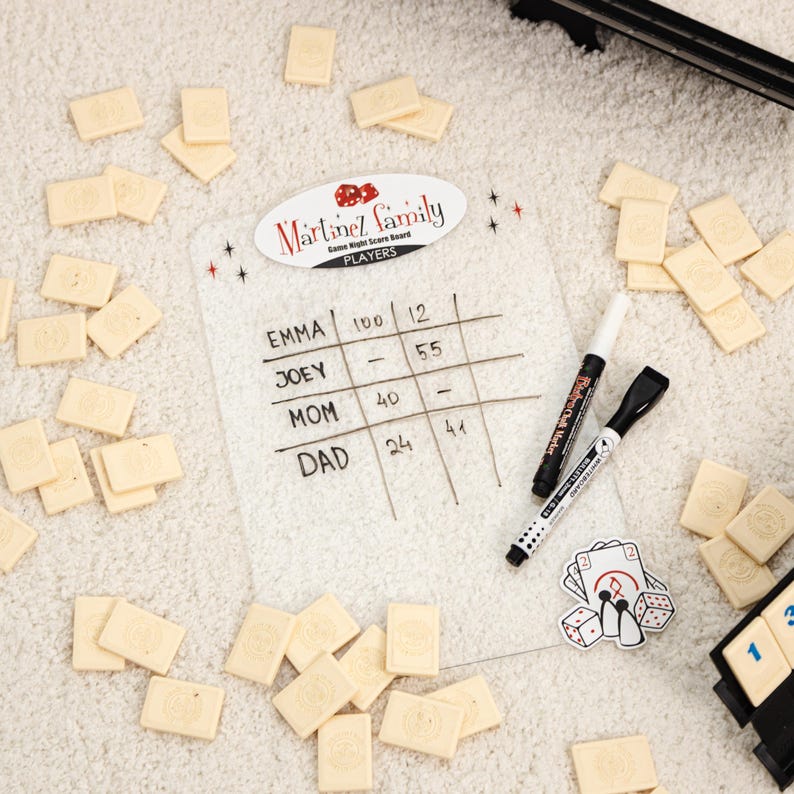 Custom Dry Erase Score Board With Marker, Personalized Game Night Score ...