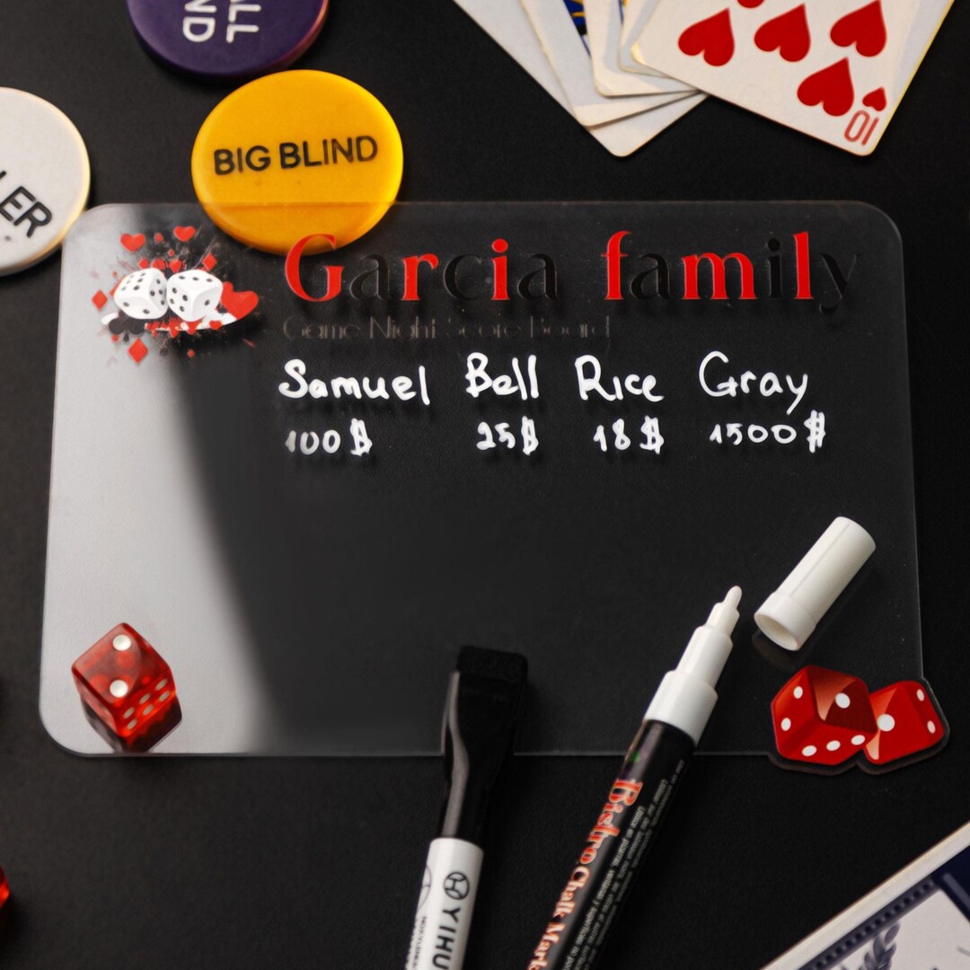 Acrylic Dry Erase Scoreboard With Marker. Personalized Family Game ...