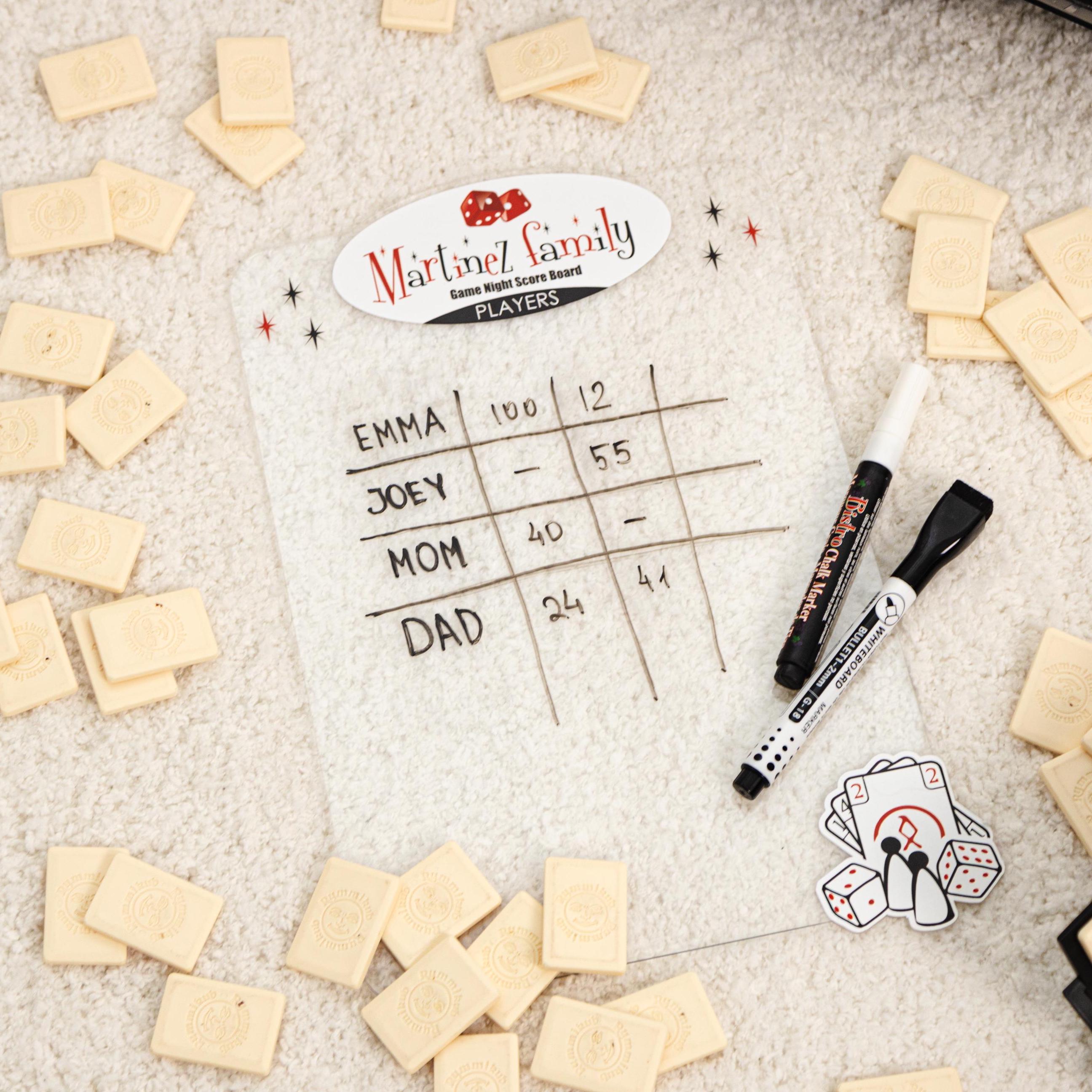 Custom Game Tracker With White Marker. Dry Erase Scoreboard. Acrylic ...