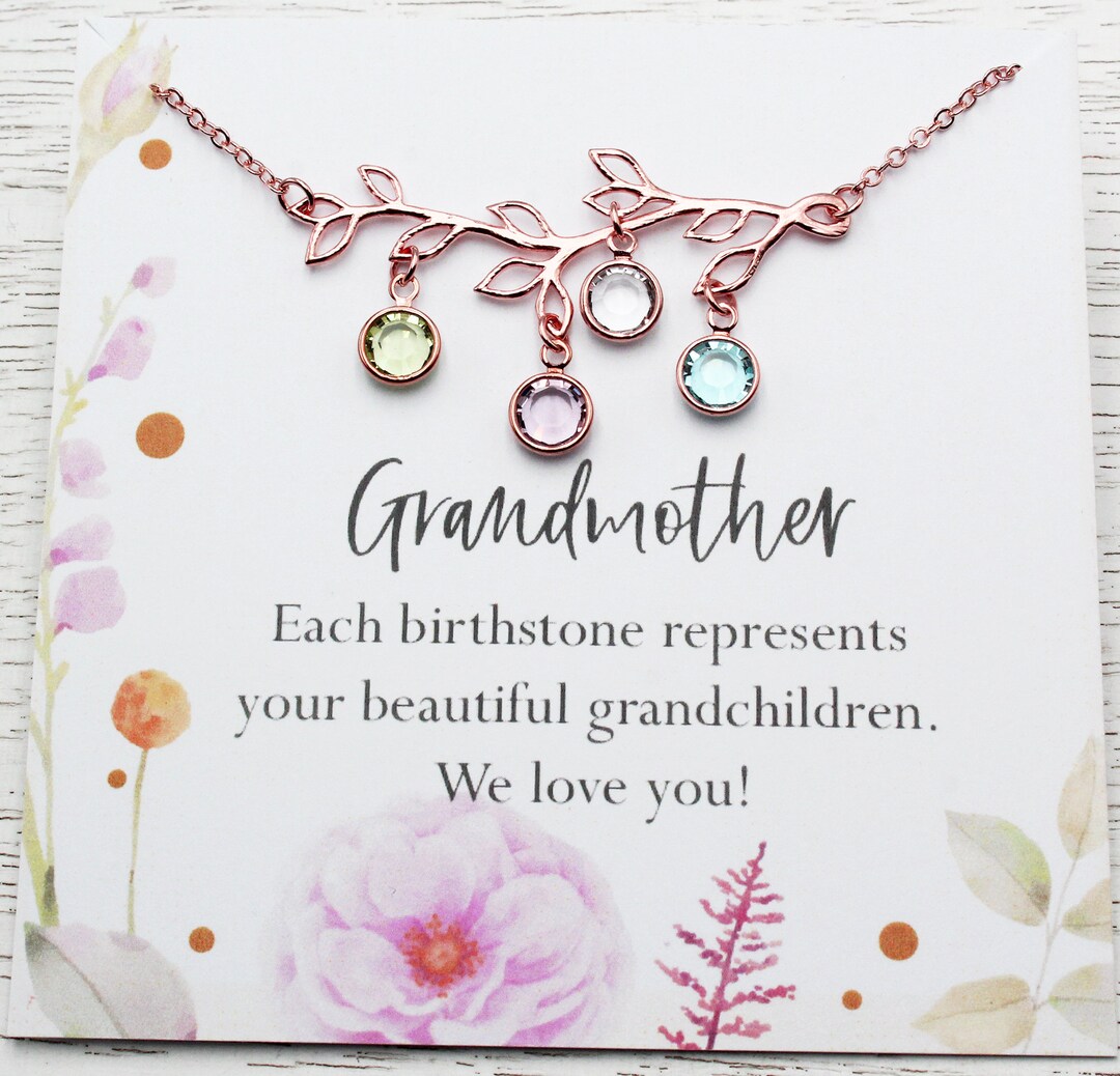 Personalized Grandmother Branch and Birthstone Necklace, Crystal ...