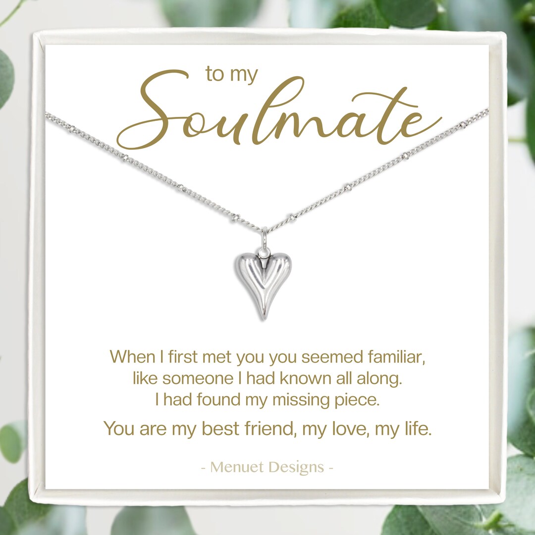Soulmate Heart Necklace | Gold or Silver Heart Charm | Best Friend ...