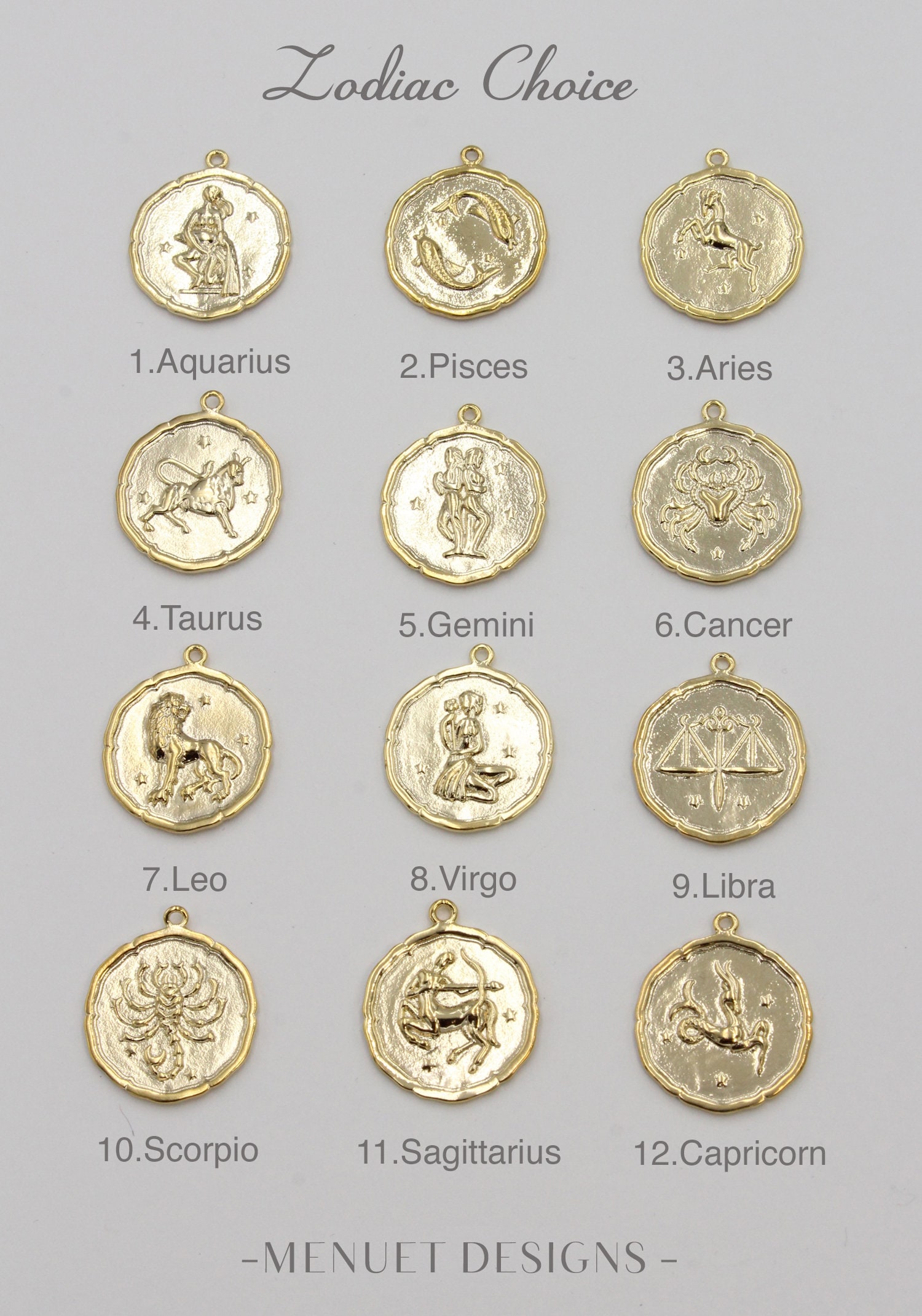 Zodiac Coin and Disc Jewelry Set Silver Zodiac Necklace | Etsy