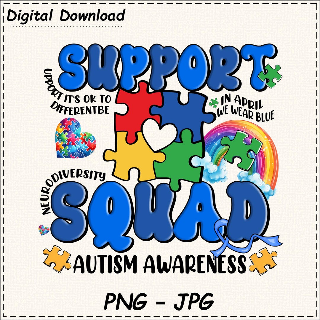 Family Autism Support Squad Png, Autism Awareness Sublimation Design ...