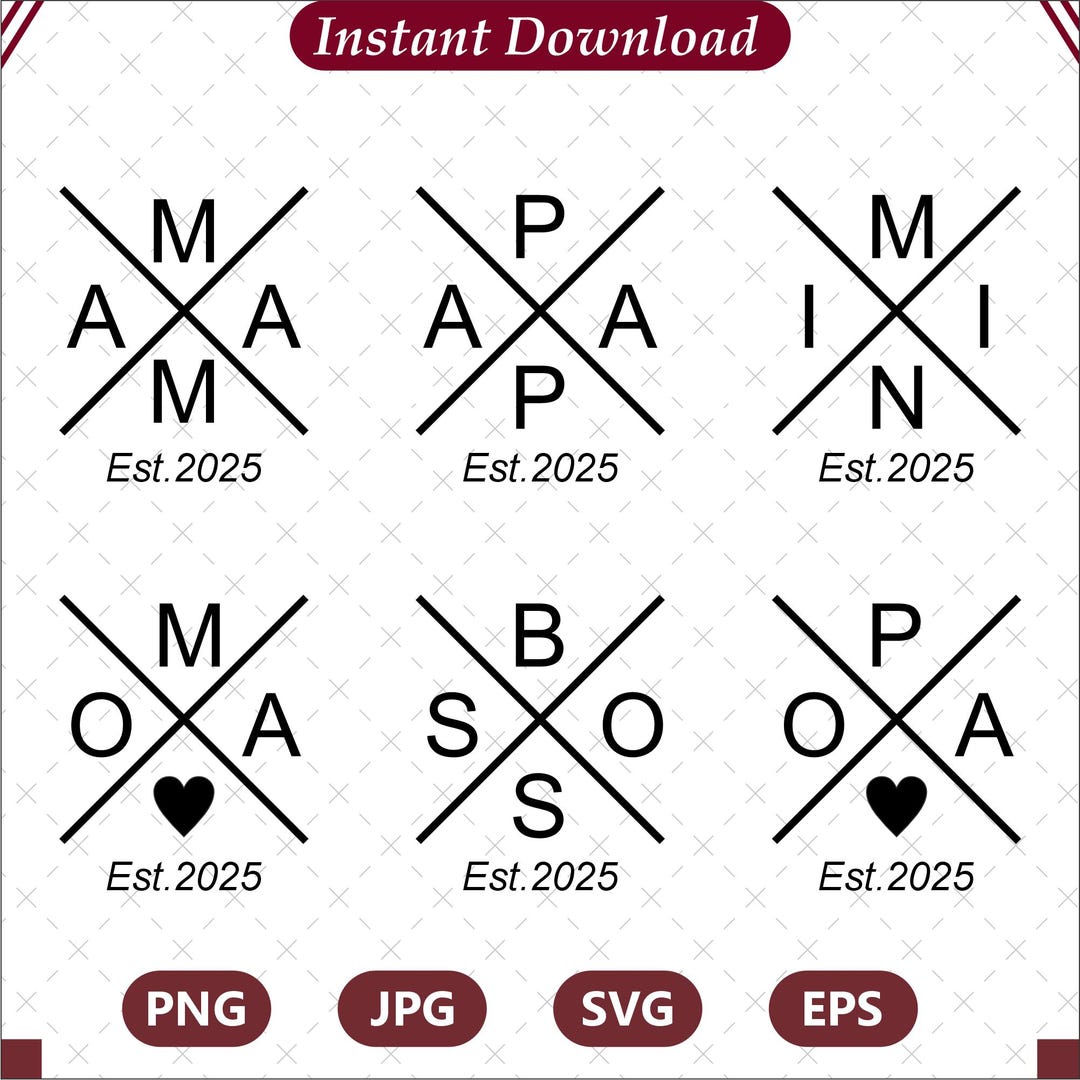 Family Names SVG Bundle for Cricut & Silhouette, Dad Mom Mini Png Jpg ...