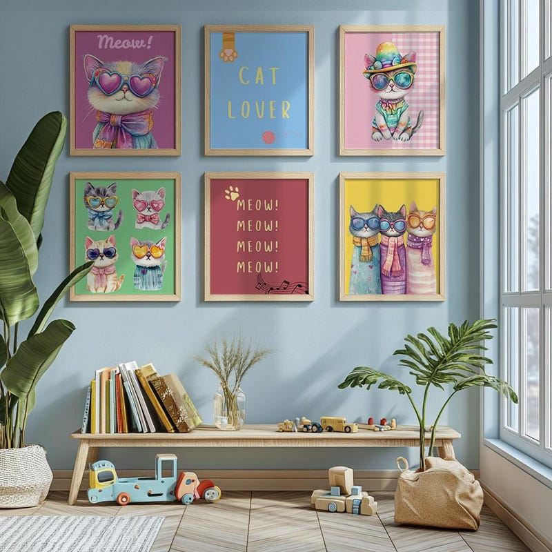 Whimsical Cat Art - Etsy