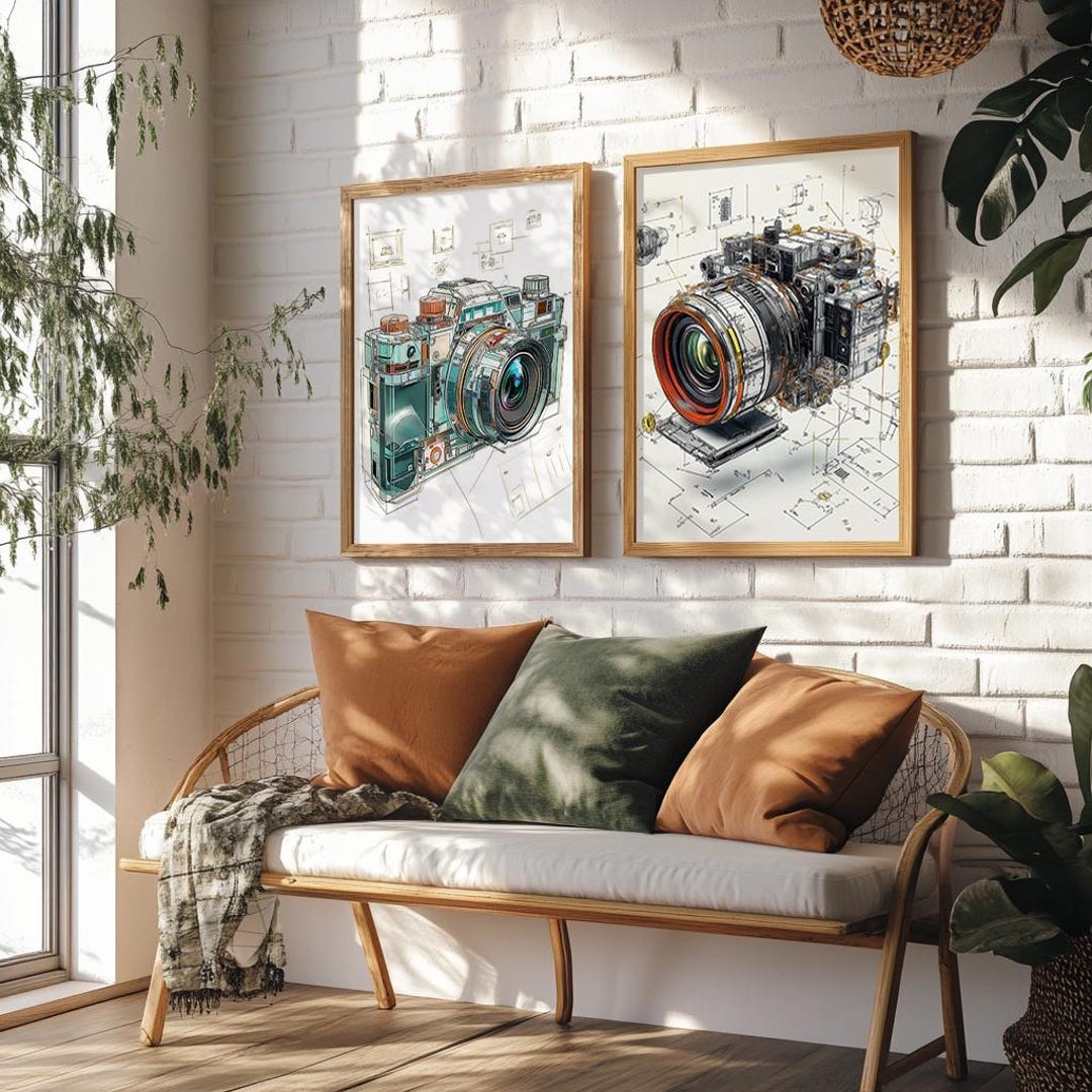 Camera Technical Illustration Art Prints (set of 2) (digital Download ...