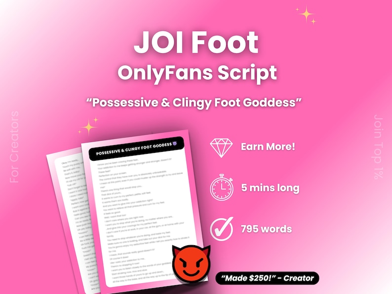 Onlyfans JOI Script: Possessive & Clingy Foot Goddess (795 Words) - Etsy