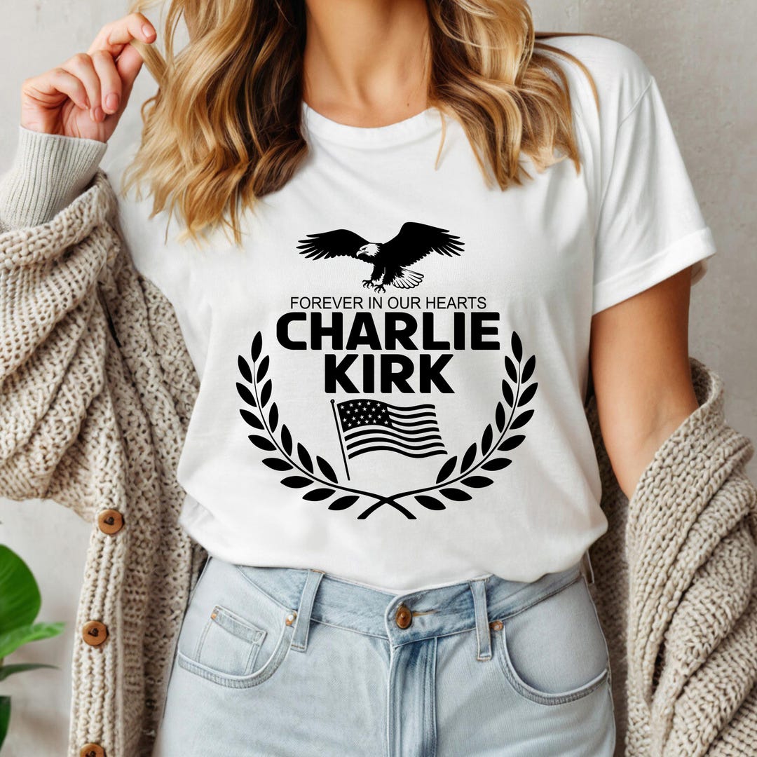 Charlie Kirk Memorial Tee Shirt, Patriotic Eagle Wreath Tribute ...