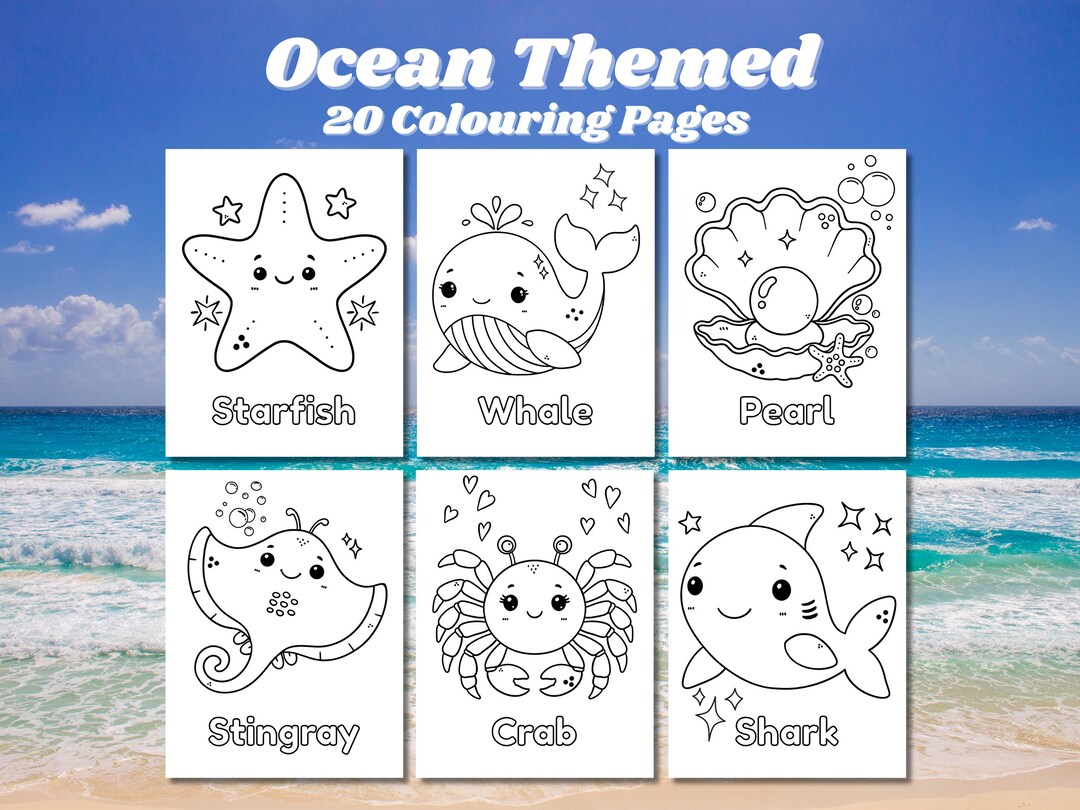 20 Cute Ocean Themed Animals Printable Coloring Pages for Boys, Girls ...