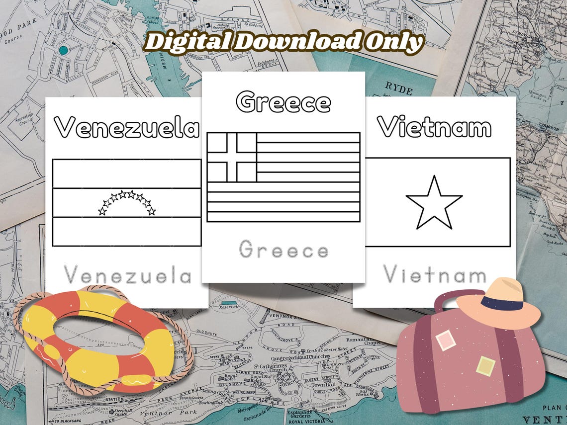 50 World Flags From Around the World Colouring Pages Geography ...