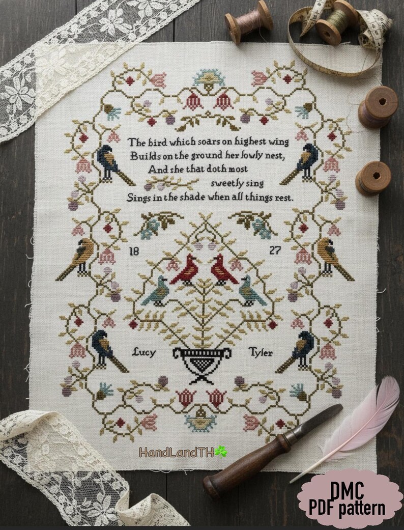 Cross Stitch Pattern | Birds Sampler| PDF| Instant Download | Primitive ...
