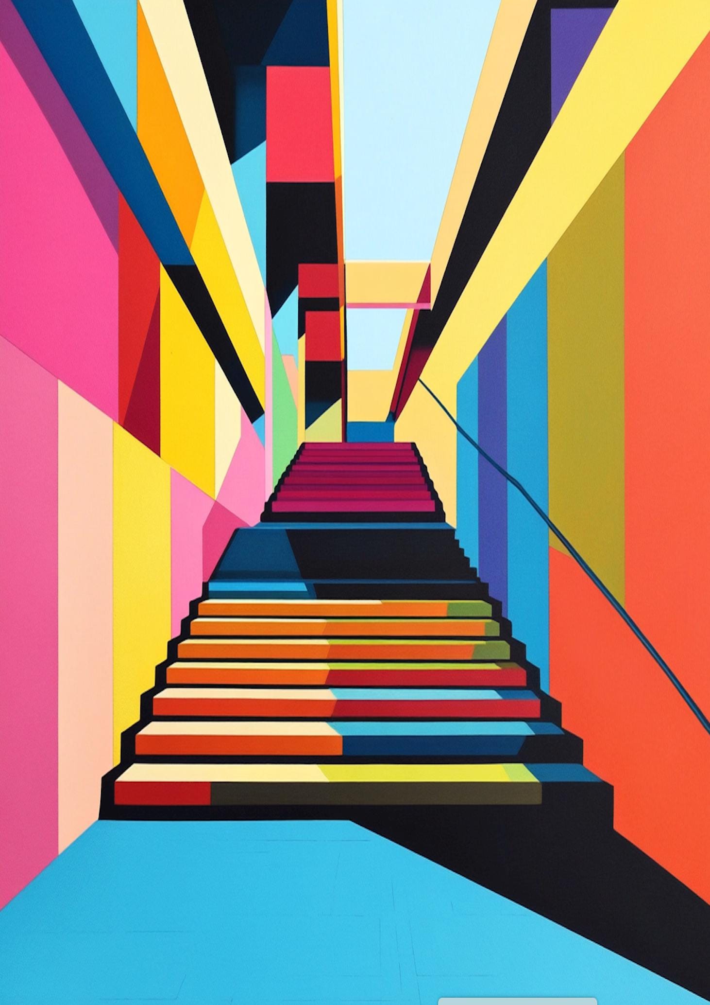 Geometric Urban Stairs Art Print - Colourful Home Decor - Etsy