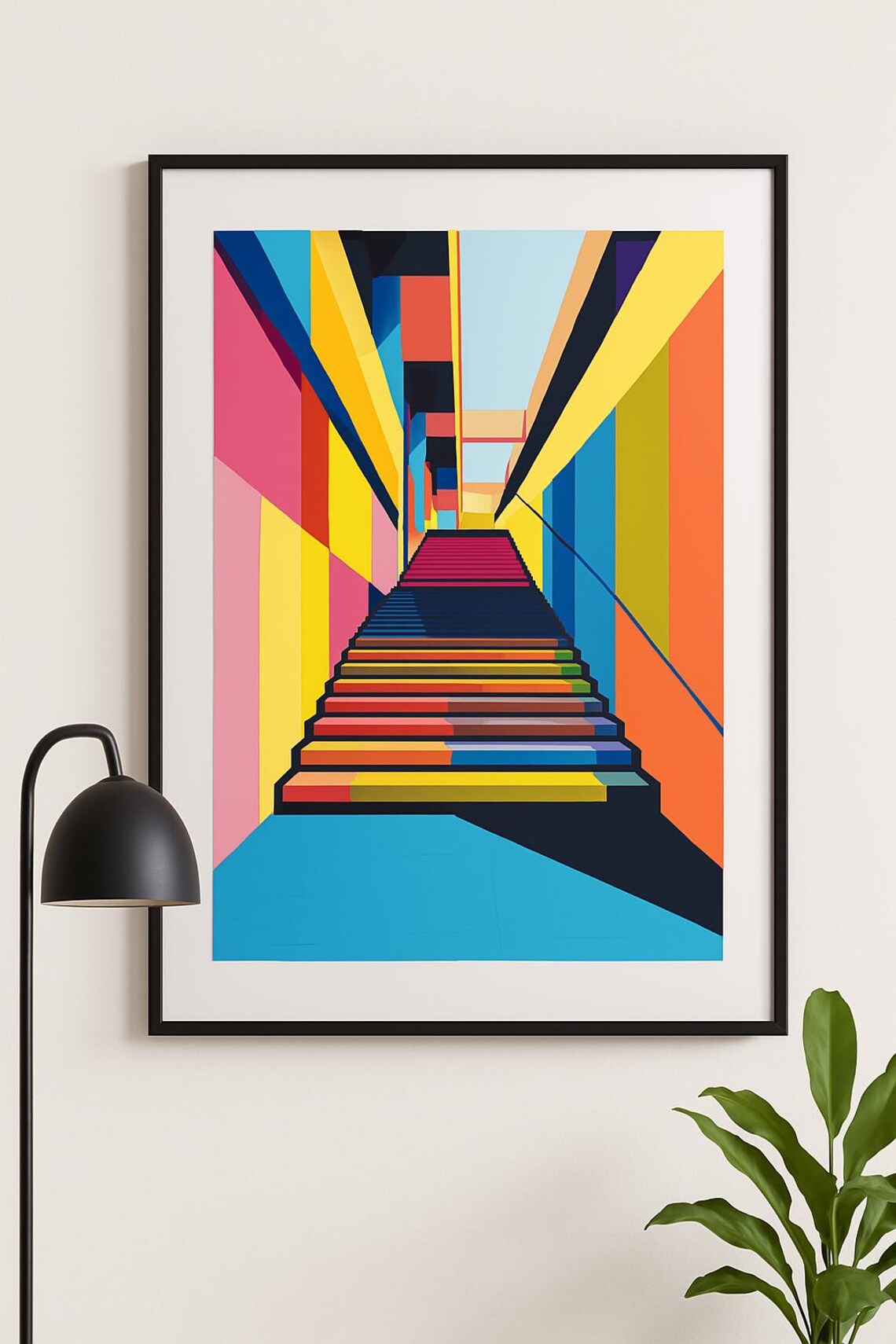 Geometric Urban Stairs Art Print - Colourful Home Decor - Etsy