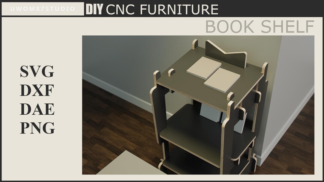 Digital CNC Shelf DXF File | Flat Pack Book Shelf | Reading Table ...