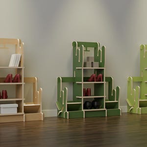Cactus-inspired Shoe Rack – CNC Plywood Multipurpose Organizer for ...