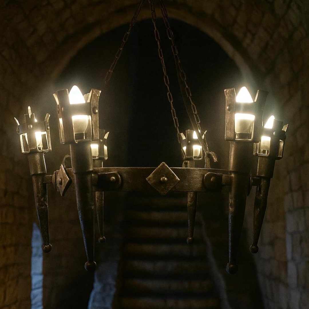 Forged Lamp Castle Medieval Style Lighting Wrought Iron Chandelier for ...