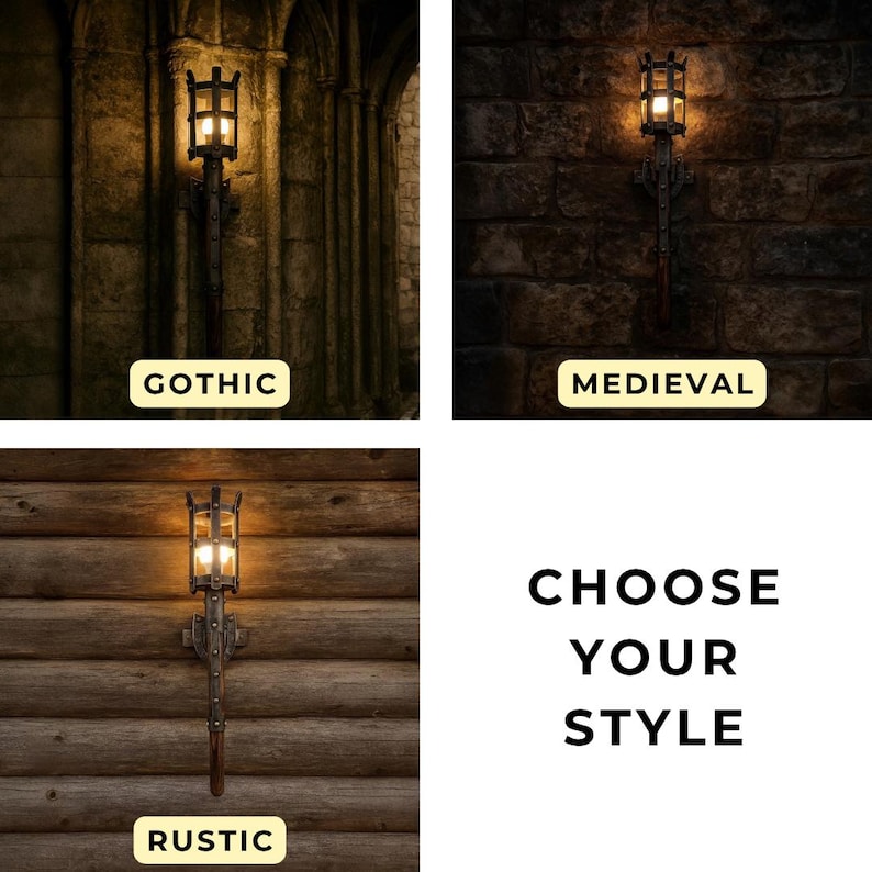 Medieval Lights Dungeon Castle Wall Sconce Iron Torch Lamp Gothic ...