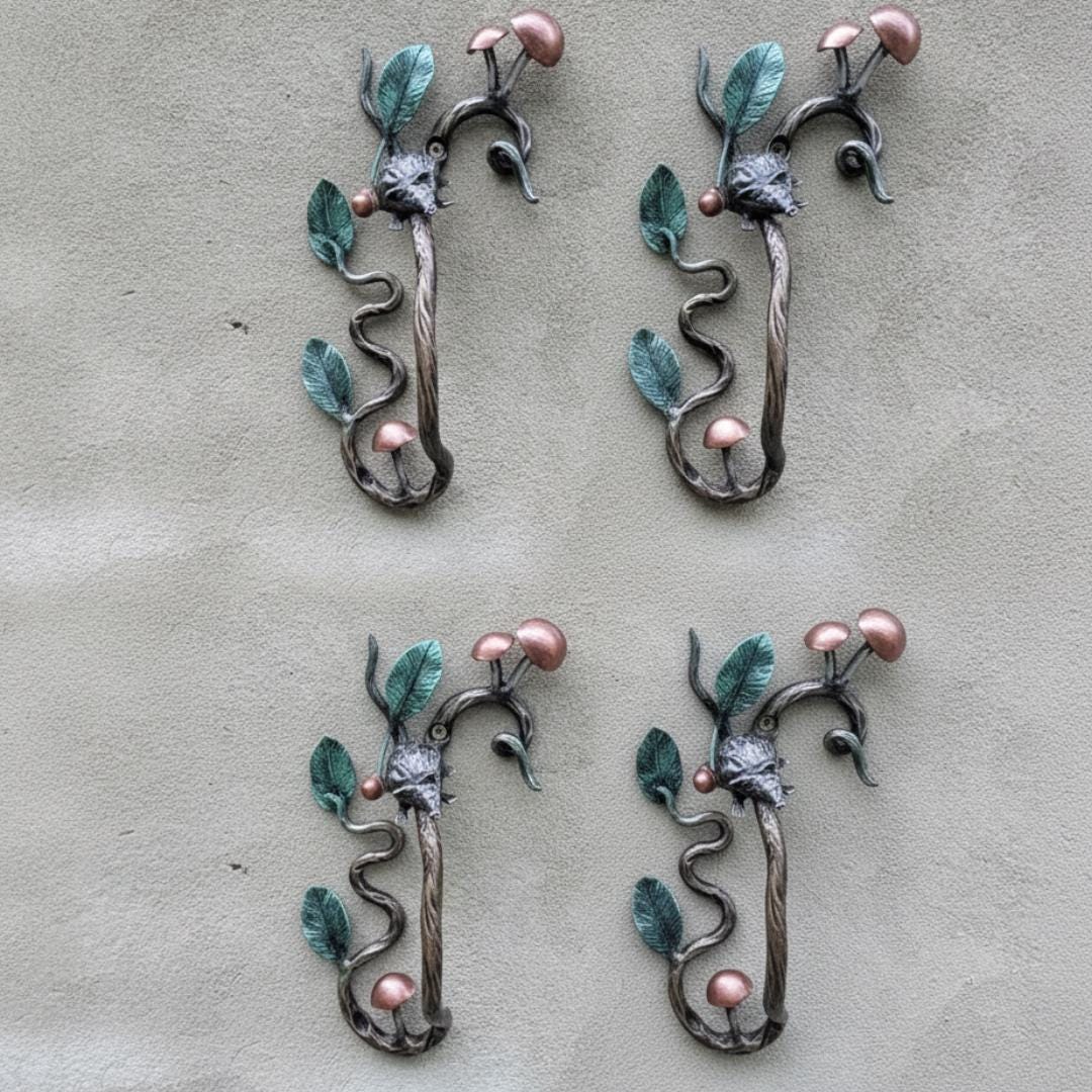 Forged Handles Forged Handle With Hedgehog and Leaves Wrought Iron Door ...