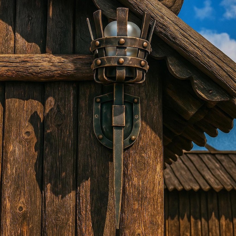 Hand Forged Medieval Torch Light: Rustic Iron Wall Sconce Lamp - Etsy