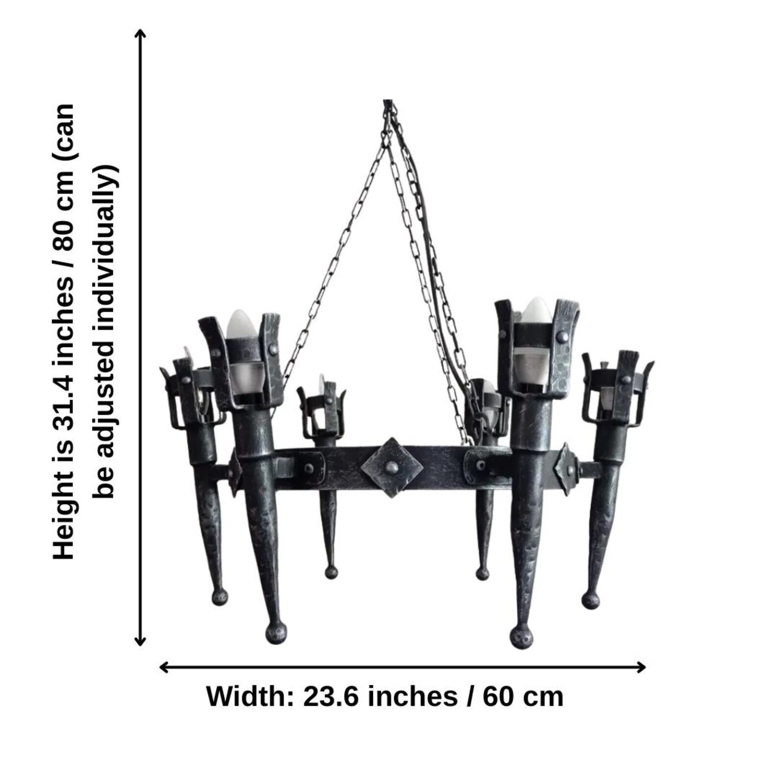 Hand Forged Lamp Castle Medieval Style Lighting Wrought Iron Chandelier ...