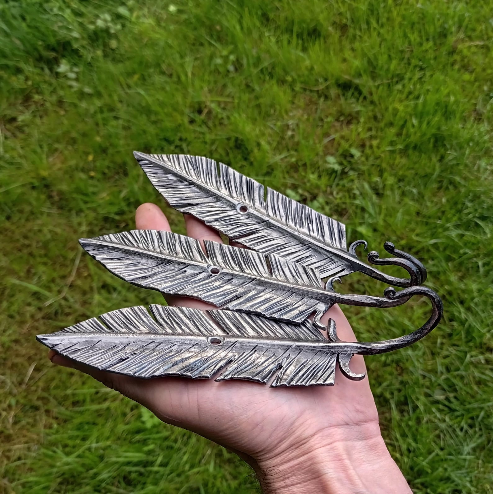 Feather Iron Hook Medieval Decor Hand Forged Feather Hook Wrought Iron ...