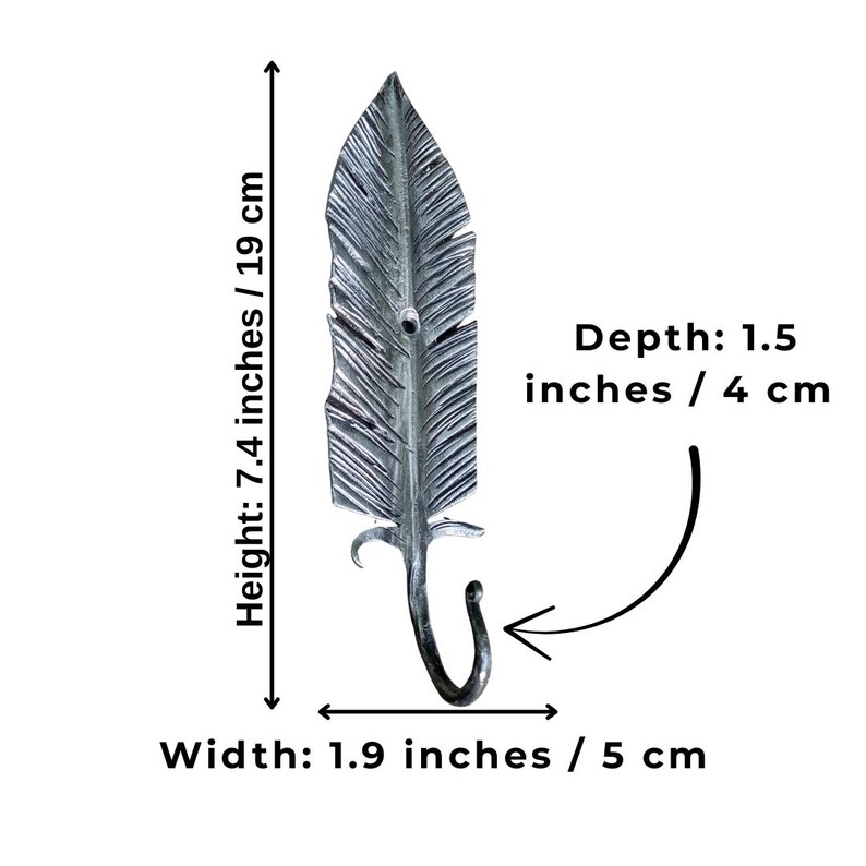 Feather Iron Hook Medieval Decor Hand Forged Feather Hook Wrought Iron ...