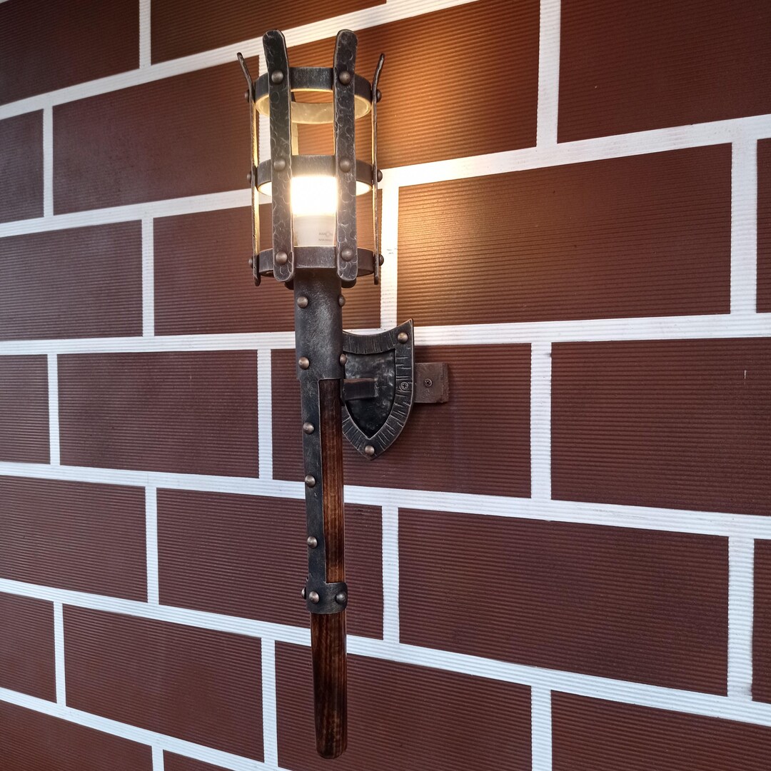 Forged Lamp Game Room Torch Wall Sconce Forged Lamp Rustic Torch Light ...