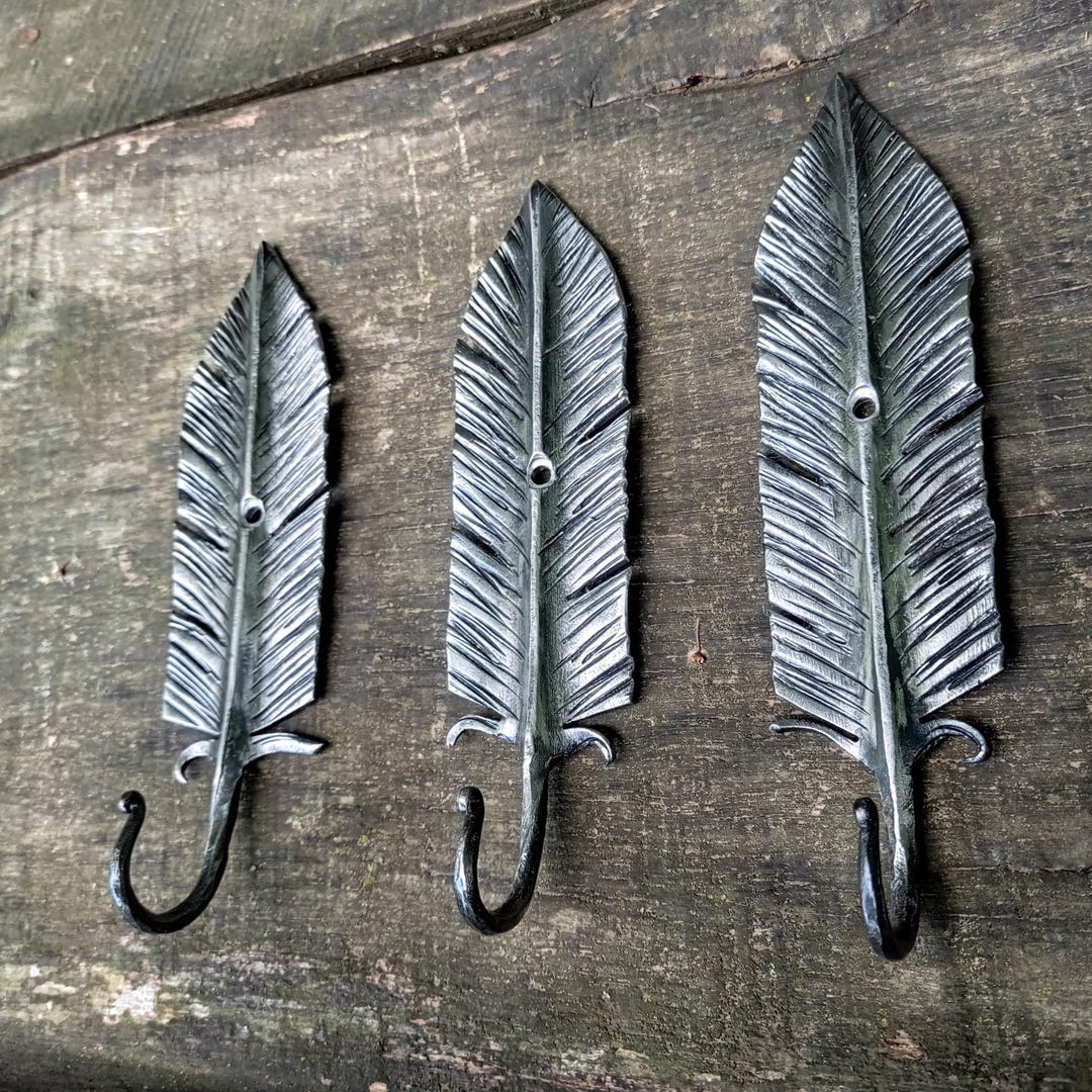 Feather Iron Hook Medieval Decor Hand Forged Feather Hook Wrought Iron ...