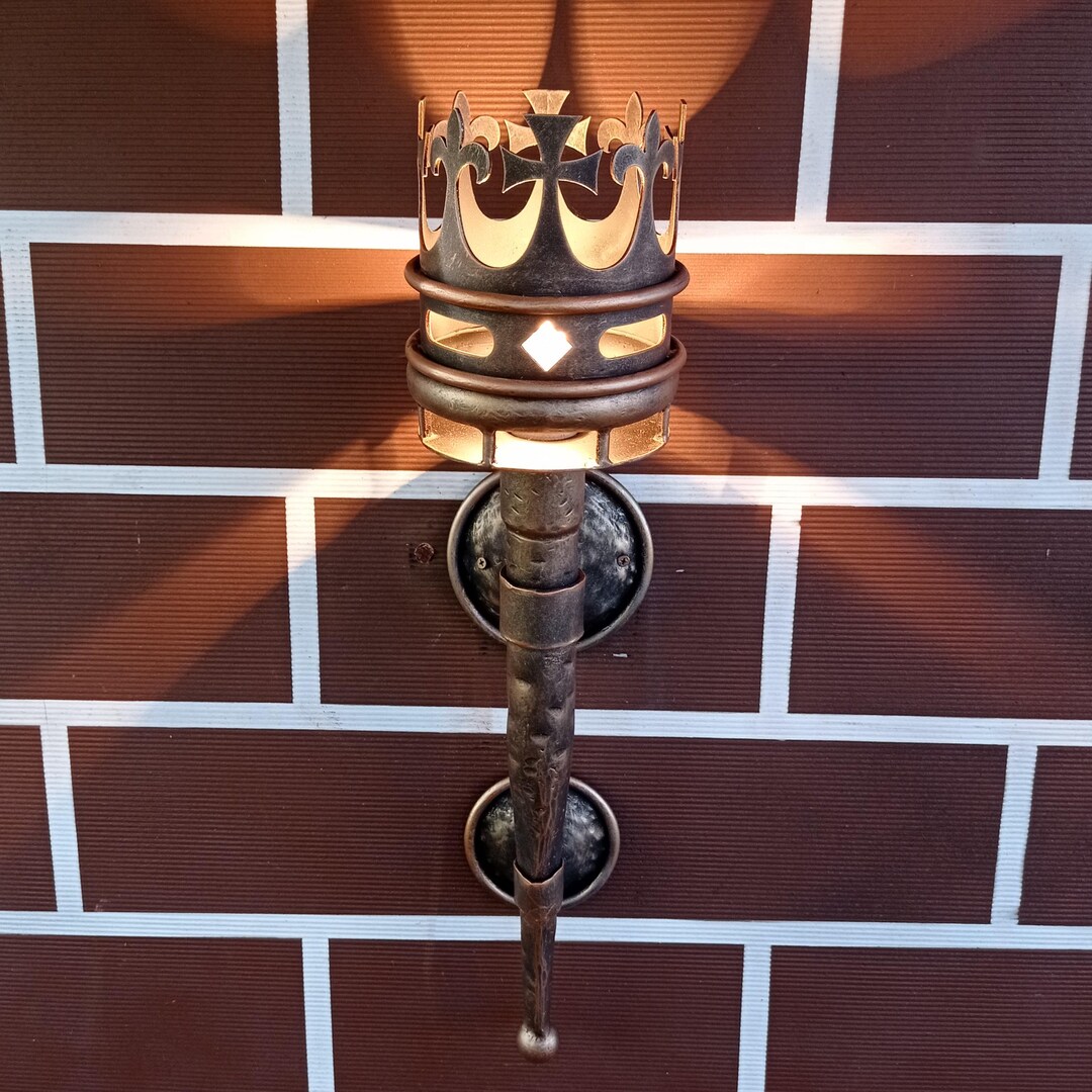 Forged Torch Metal Lamp Wrought Iron Lamp Hanging Light Iron Wall Decor ...