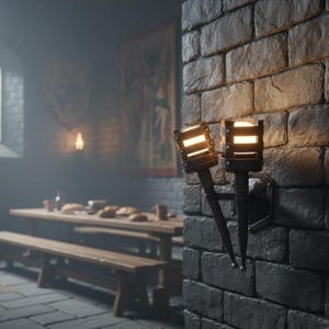 Medieval Lights Double Torch Design Rustic Iron Sconce Medieval Style ...
