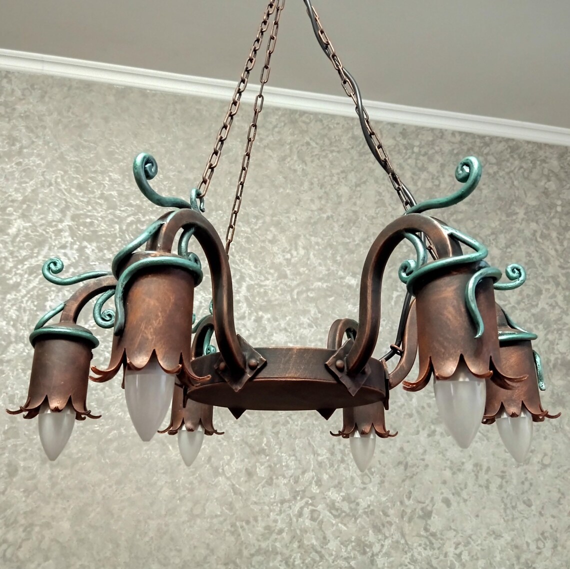 Metal Chandelier Gothic Medieval Rustic Style Iron Ceiling Light Unique ...