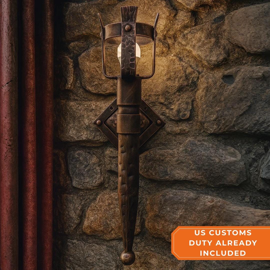 Hand Forged Lamp Viking Light Medieval Wall Sconce Hand Forged Iron ...