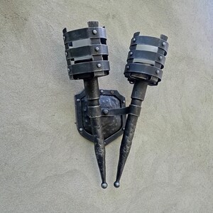 Medieval Lights Double Torch Design Rustic Iron Sconce Medieval Style ...