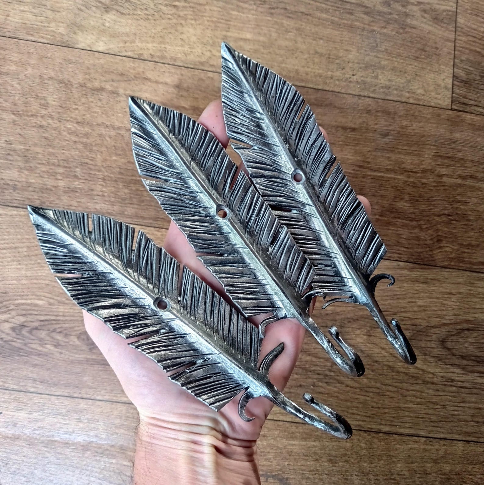 Feather Iron Hook Medieval Decor Hand Forged Feather Hook Wrought Iron ...