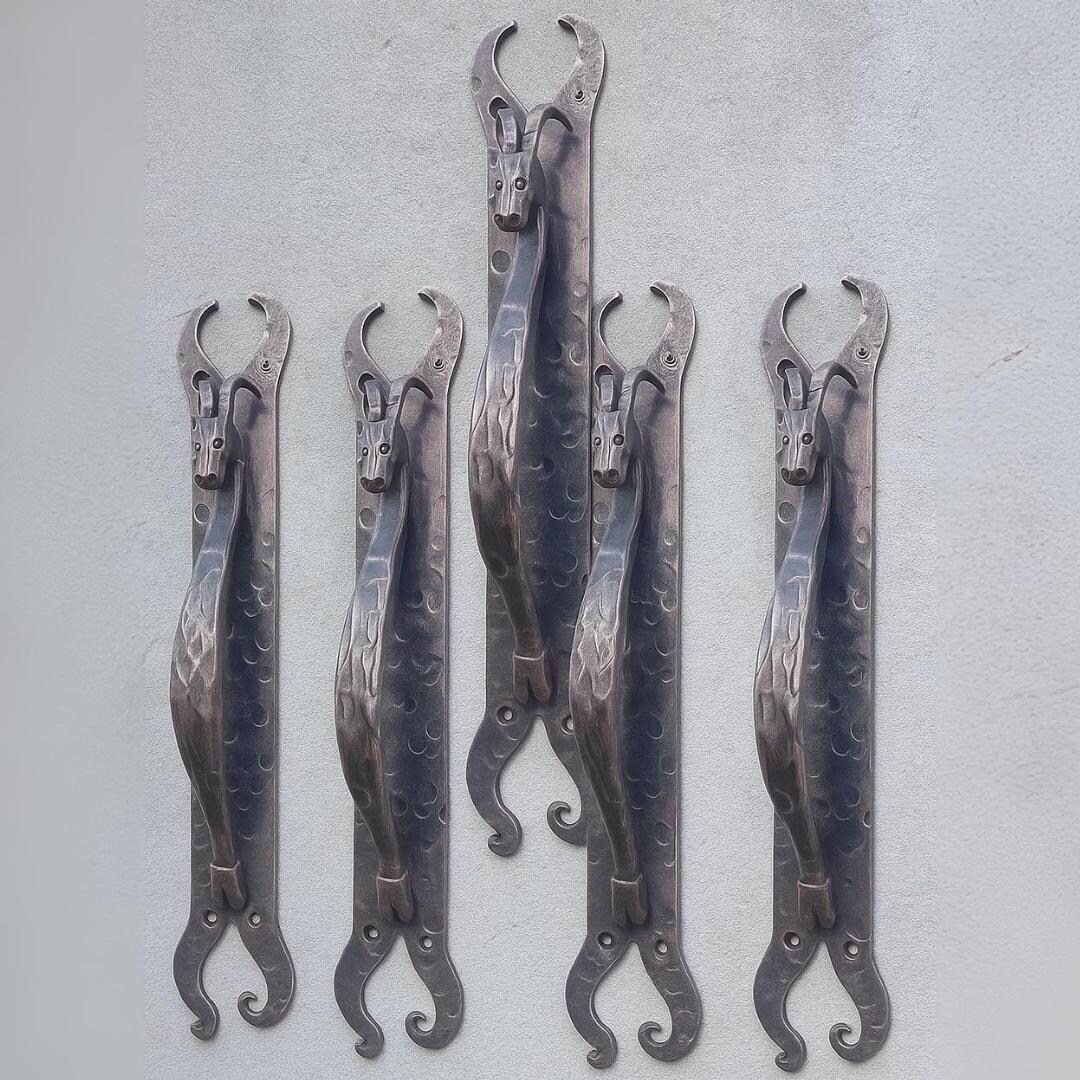 Forged Door Handles Dragon Rustic Iron Hardware Blacksmith Art Metal ...