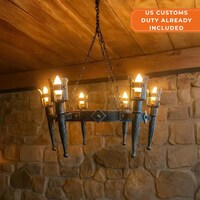 Hand Forged Lamp Castle Medieval Style Lighting Wrought Iron Chandelier ...
