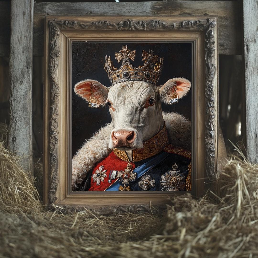 Royal Cow Portrait - Digital Download | Victorian Cow Art | Noble ...