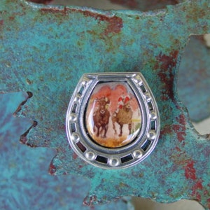Seabiscuit Race Horse Brooch Sterling Silver - Horseshoe Pin - Horse ...