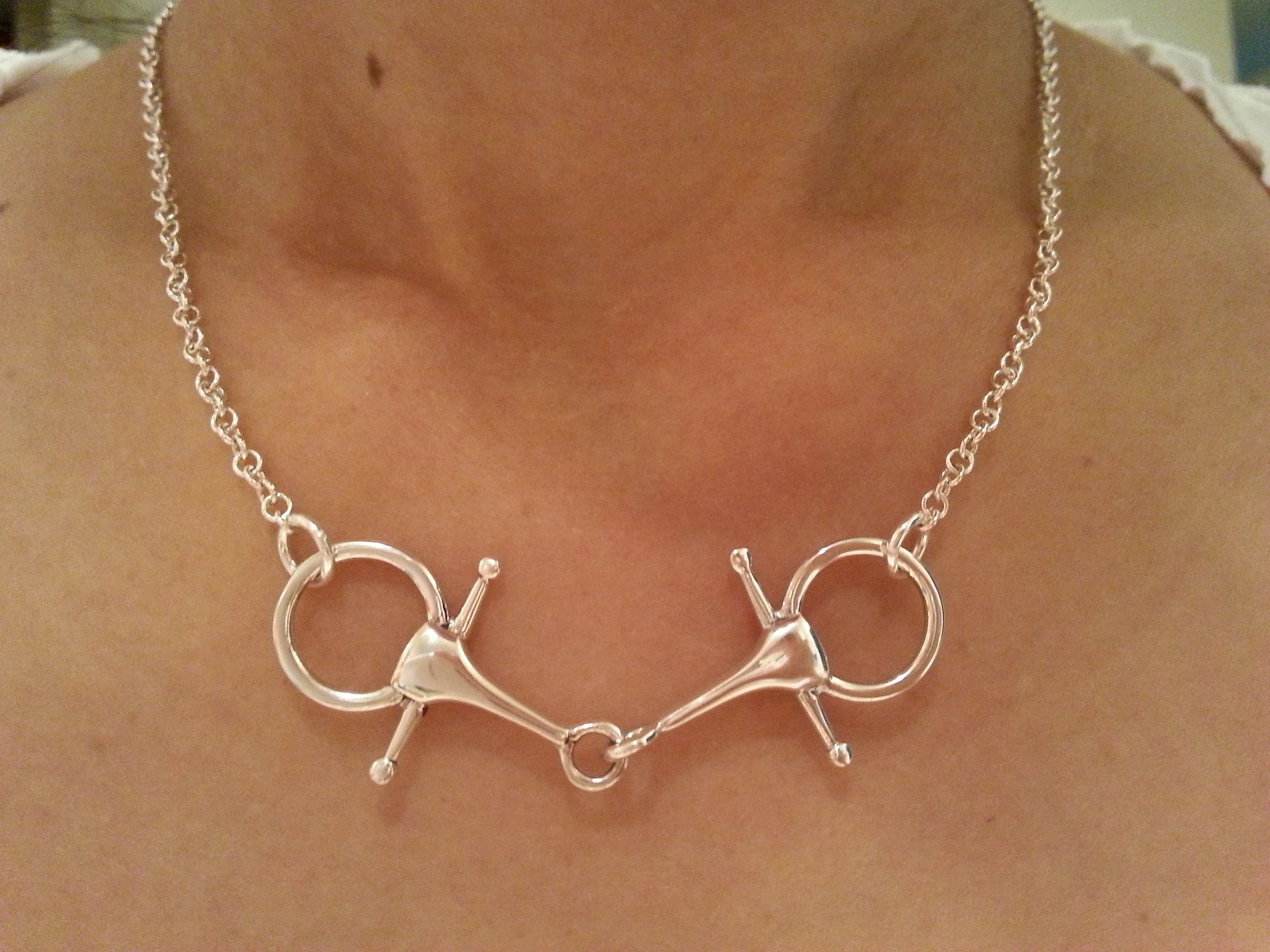 Snaffle Bit Necklace Sterling Silver With Adjustable Black - Etsy