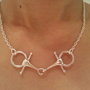 Snaffle Bit Necklace Sterling Silver With Adjustable Black Cord ...