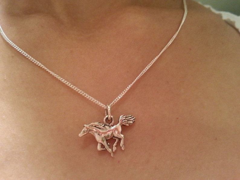 Sterling Silver Mustang Horse Pendant: Equestrian Necklace - Etsy
