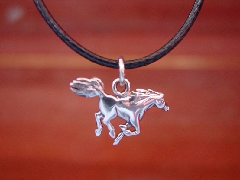 Sterling Silver Mustang Horse Pendant: Equestrian Necklace - Etsy