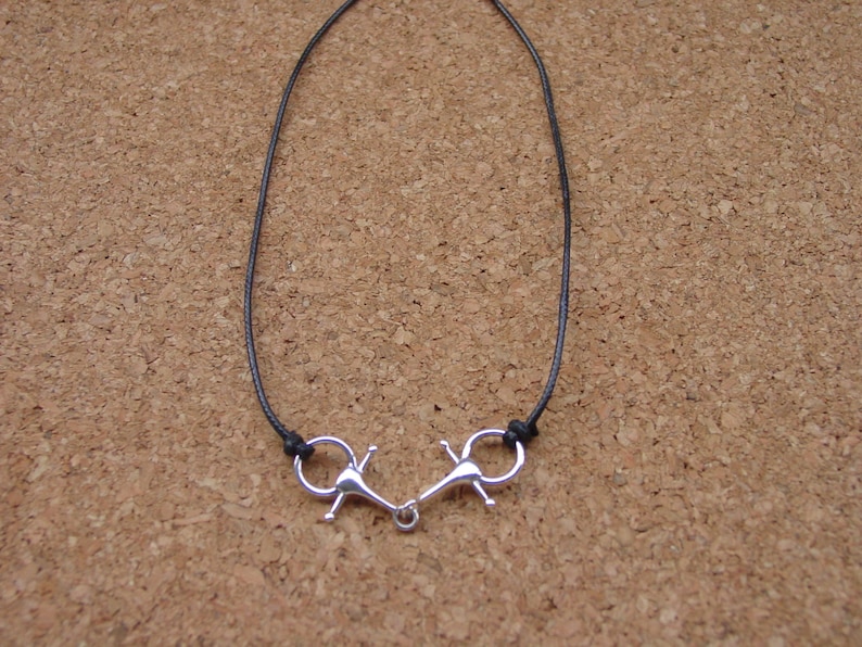 Snaffle Bit Necklace Sterling Silver With Adjustable Black - Etsy
