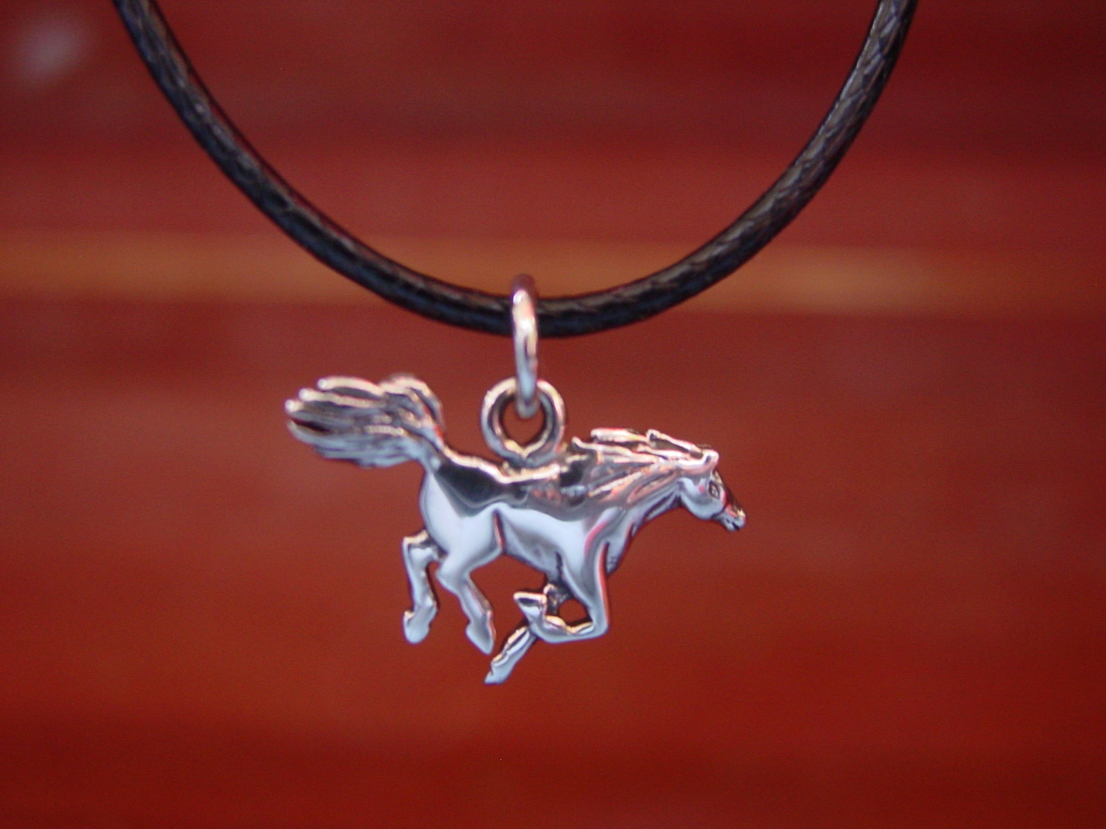 Sterling Silver Mustang Horse Pendant: Equestrian Necklace - Etsy