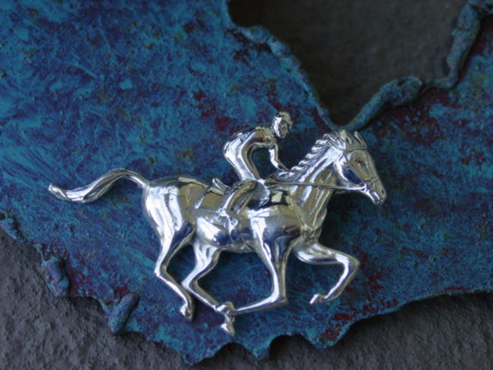 Racehorse Jewelry Jockey Pin Horse Racing Sterling Silver Equestrian ...