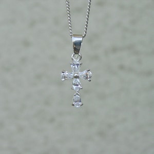 Cross Necklace, CZ Cross Necklace, Blue Cross Necklace, Cross Jewelry ...