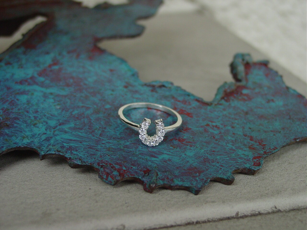 CZ Horseshoe Ring Equestrian Ring Horse Sterling Silver | Etsy