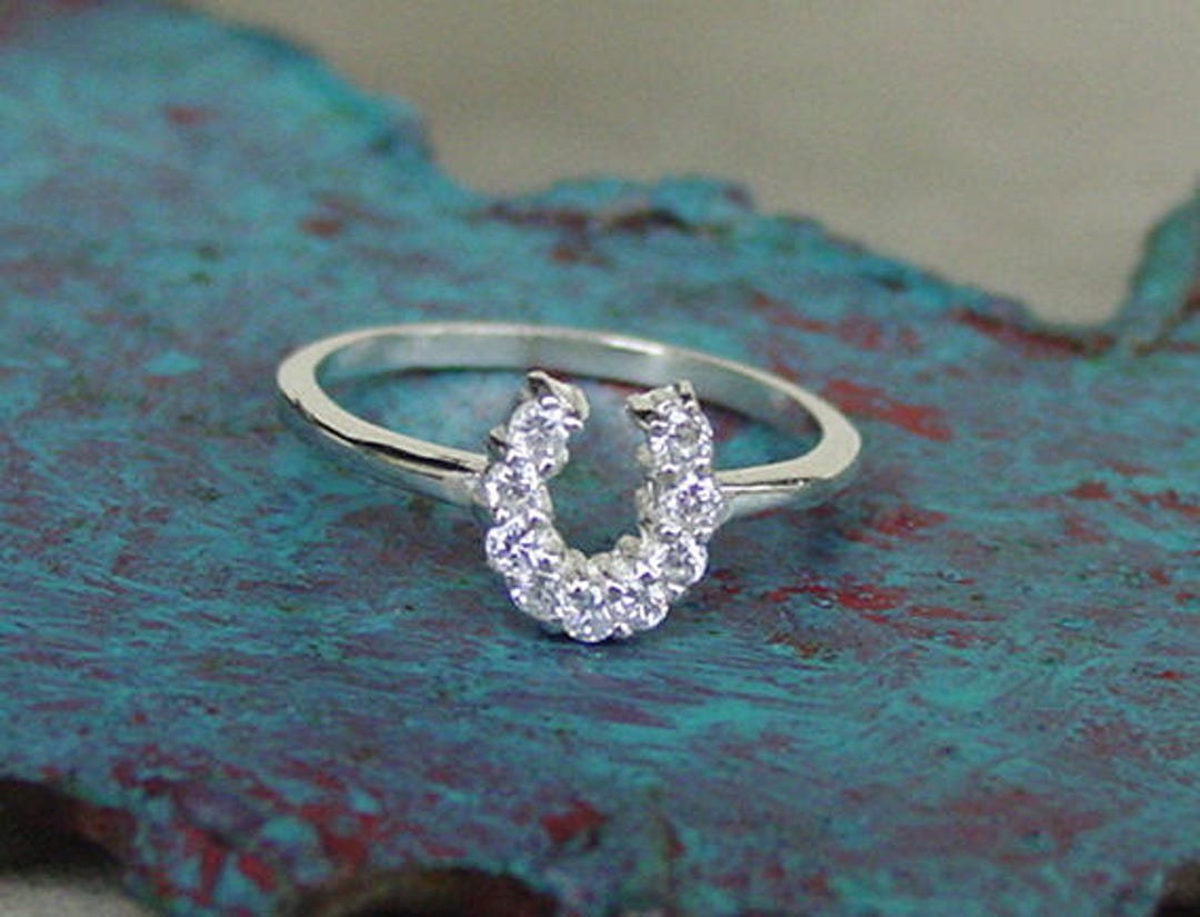 CZ Horseshoe Ring - Equestrian Ring - Horse Sterling Silver - Horse ...